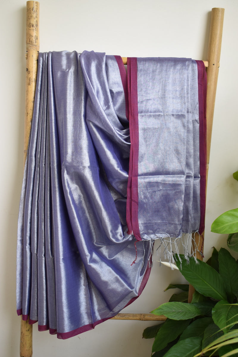 Silver Tissue Cotton Saree – UTPALADesigns
